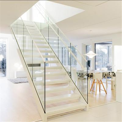China Double Steel Stringers Non-slip Wood Tread Stairs for sale