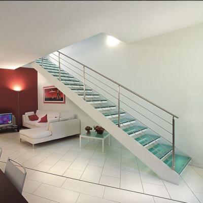 China China Factory Steel Double Stringers Tempered Tread Stairs for sale