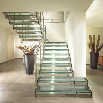 China Popular Style Double U Channel Stringer Modern Straight Staircase with Low Price for sale