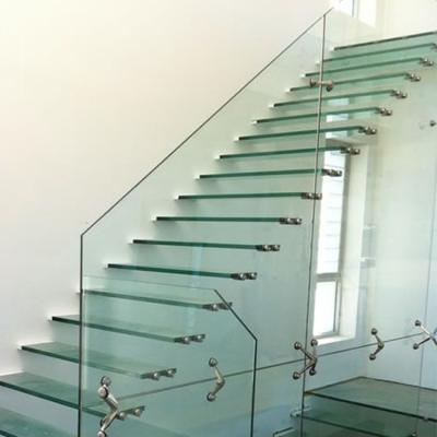 China Top Grade Steel Floating Stair with Glass Step Design for sale