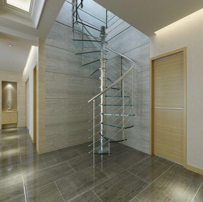China Customized modern spiral staircase with tempered glass steps for sale