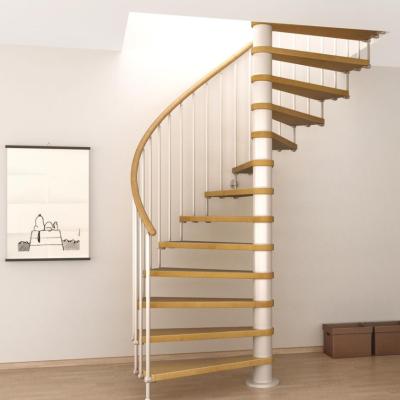 China New Design Stainless Steel Spiral Staircase with Ruber Wood Steps for sale