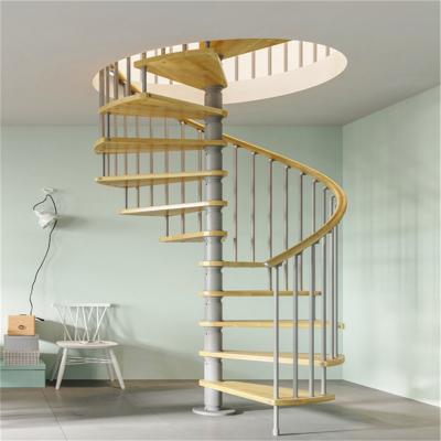 China Hot Selling Stainless Steel Spiral Staircase with Ruber Wood Steps for sale