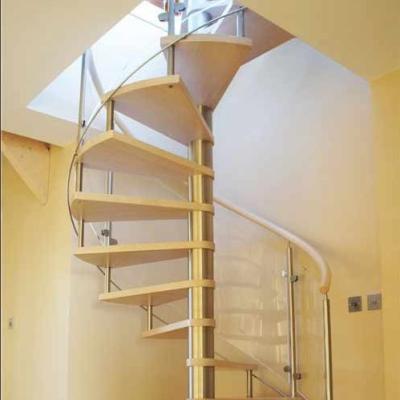 China High Quality Stainless Steel Spiral Staircase with Ruber Wood Steps for sale