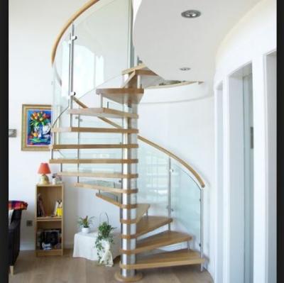 China Modern Spiral Staircase with Ruber Wood Steps Design for sale