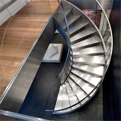 China High Quality Modern Design Indoor Steel Stringer Curved Staircase for sale