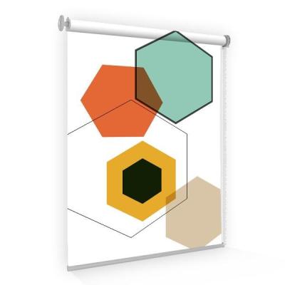 China Geometry Pattern 3D Printed Roller Blinds , Slat Blackout Roller Blind Material for sale