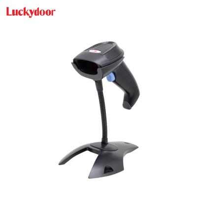 China Fast Scanning Drop Resistance 1D Handheld Rs232 Usb Com Ps2 Wired Laser bar Code Reader Barcode Scanner with Stand for sale