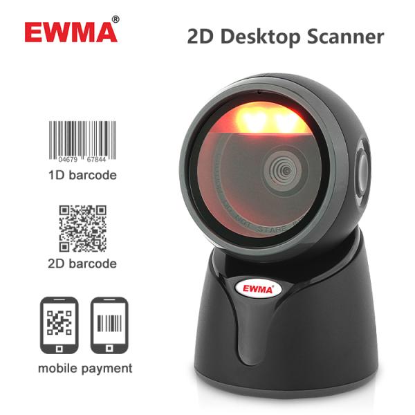 Quality USB Desktop Barcode Scanner Wireless Kiosk 2D Omnidirectional Bar QR Code Reader for sale
