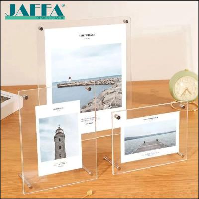China JAFFA Custom Acrylic Floating Photo Frame, Double-Sided Transparent Magnetic Picture Frame, Minimalist Desktop Decor Frame for sale