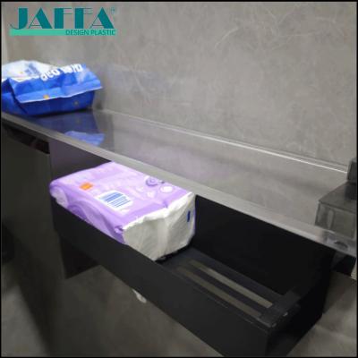 China JAFFA Custom Acrylic Bathroom 2-Tier Shelf, Wall-Mounted Organizer with Integrated Tissue Box, Multi-Functional Storage Rack for Toiletries & Tissues for sale