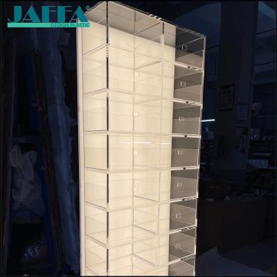 China JAFFA Custom Acrylic Lighted Display Case, Multi-Tier Clear LED Showcase, Acrylic Organizer for Figures & Collectibles for sale