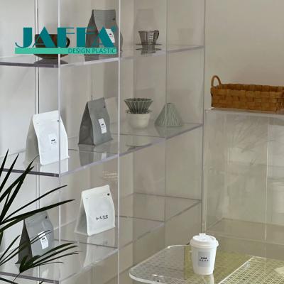 China JAFFA Custom Acrylic Coffee Bean Display Shelf, Clear Multi-Tier Stand, Acrylic Organizer for Coffee Beans & Cupping Tools for sale
