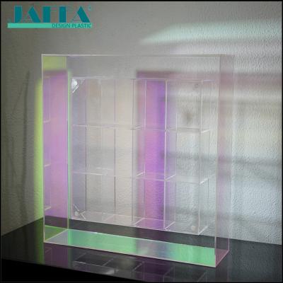 China JAFFA Custom Acrylic Iridescent Display Case, Multi-Grid Rainbow Organizer, Acrylic Showcase for Figures & Blind Boxes for sale