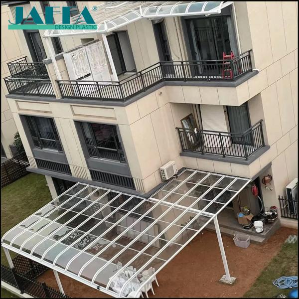 Quality Custom Villa Terrace Acrylic Roof, White Frame High-Clarity Skylight, Outdoor Courtyard Sunshade & Rain Shelter for sale