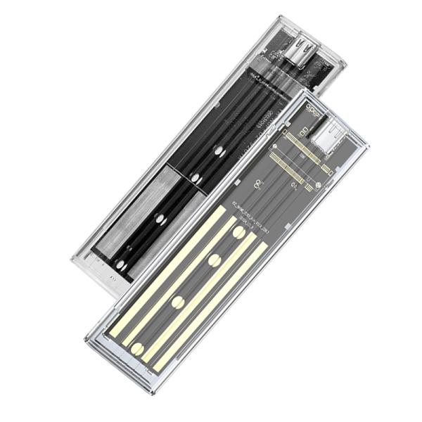 Quality 1000mb/s M2 SSD Case To Usb Type C Transparent Hard Drive Enclosure for sale