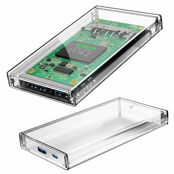 Quality 2.5 Inch SATA SSD Enclosure USB 3.0 Type-C Transparent Case for sale