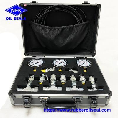 China Excavator Hydraulic Pressure Test Gauge Kit With Stainless Steel Case for sale