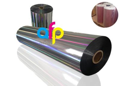 China 20 Mic PET Dry Holographic Film Roll , Clear Polyester Film Roll With Rainbow Pattern for sale
