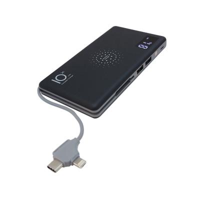 China Charming Wireless Power Bank 10000MAH Fast Portable Mobile Phone External Battery Charger with 3-IN-1 Cable & LCD Screen for sale