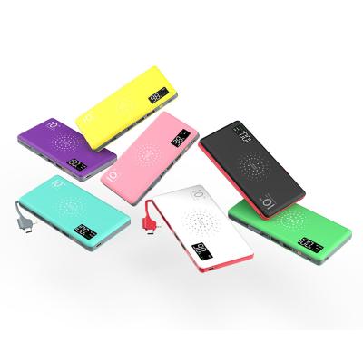 China Colorful Fashionable QI Wireless Fast Charging Power Bank 10000mAh with LED Digital Power Display Built-in 3-IN-1 Cable for sale