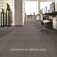 China Fabric product plain stripe pattern bitumen backing PP carpet tile for sale