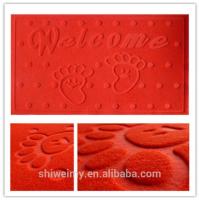 China Chinese red Fortune Cat design embossed polyester door mat for sale