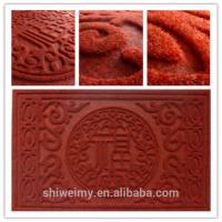 China Chinese red Fortune Cat design embossed polyester door mat for sale