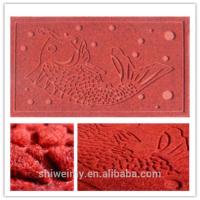 China Chinese red Fortune Cat design embossed polyester door mat for sale