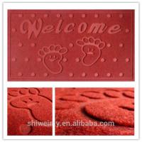 China Chinese red Fortune Cat design embossed polyester door mat for sale