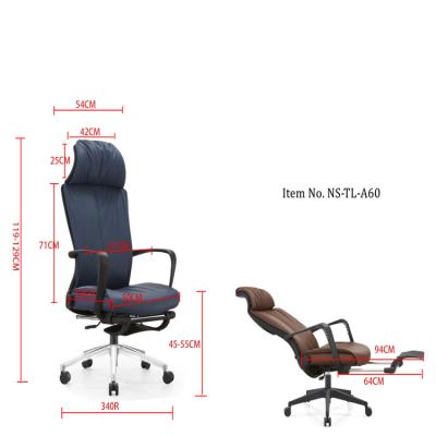 Cina sedia esecutiva classica adagiantesi di cuoio dello scrittorio di 129cm un'ergonomia di 170 gradi in vendita