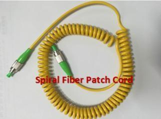 China Simplex Multimode OM2 PU Spiral Fiber Optic Patch Cord LC - SC 50 / 125 for sale