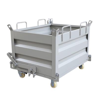 China Metal Powder Solid Bulk Bins Steel Bottom Dumping Hopper Open Top Refuse Collector for sale