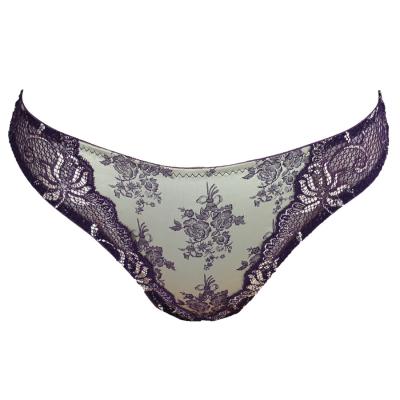 China Sexy Pretty Girls Bikini With Delicate Lace , Beautiful Jacquard Satin Front for sale