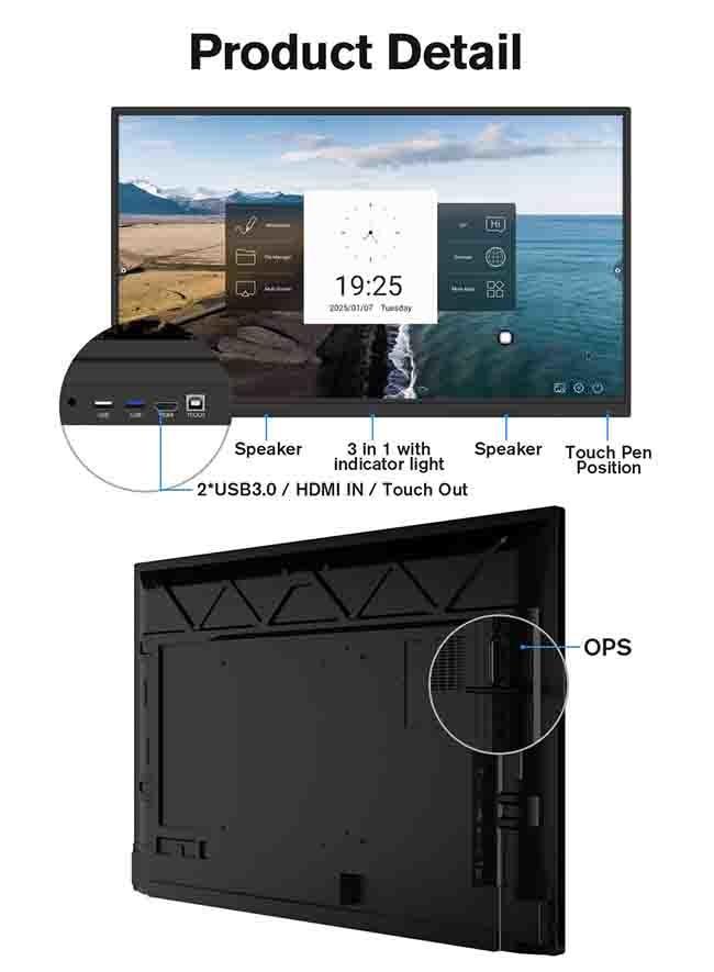 65-inch interactive flat panel in classroom setting
