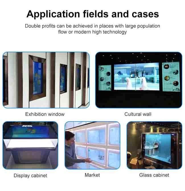 Close-up of transparent LCD touchscreen interface