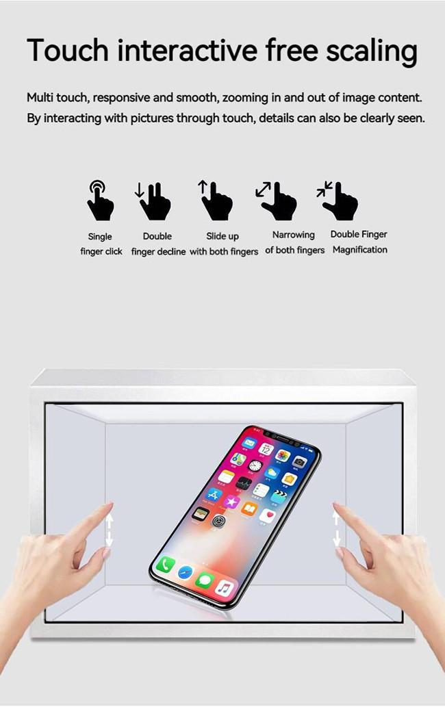 Close-up of transparent LCD display showing product information