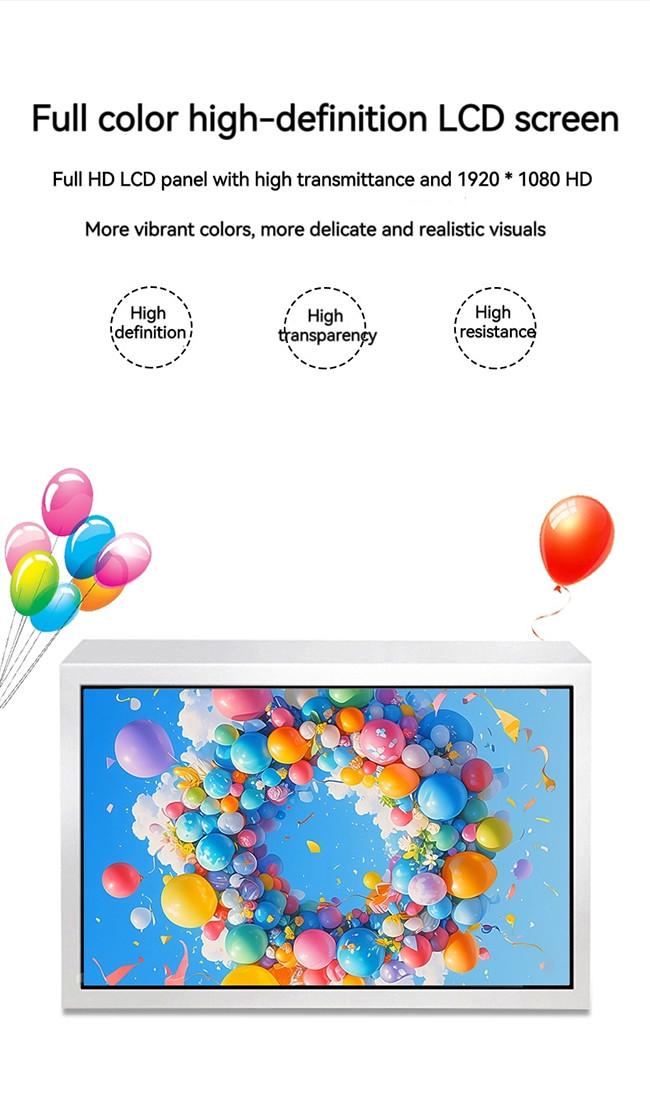 Wide view of transparent LCD display in retail setting