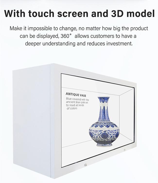 Transparent LCD display showcasing products