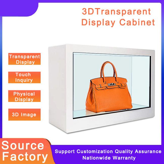 49-inch transparent display cabinet showcasing product