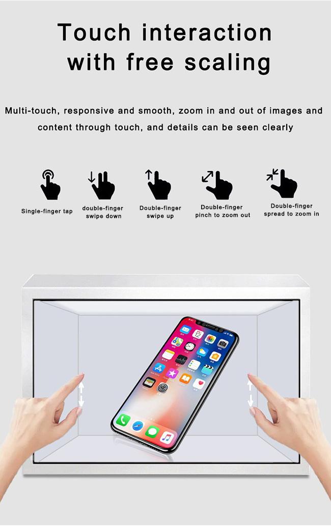 Close-up of art interaction on transparent display