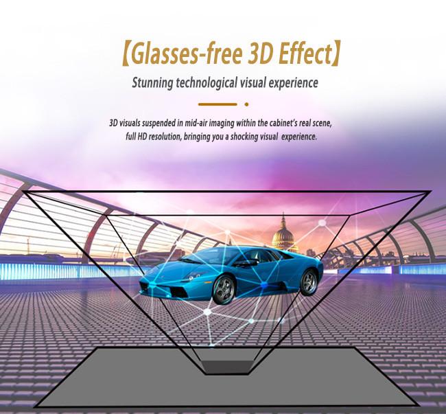 360° Holographic Display Case showing floating 3D product visualization