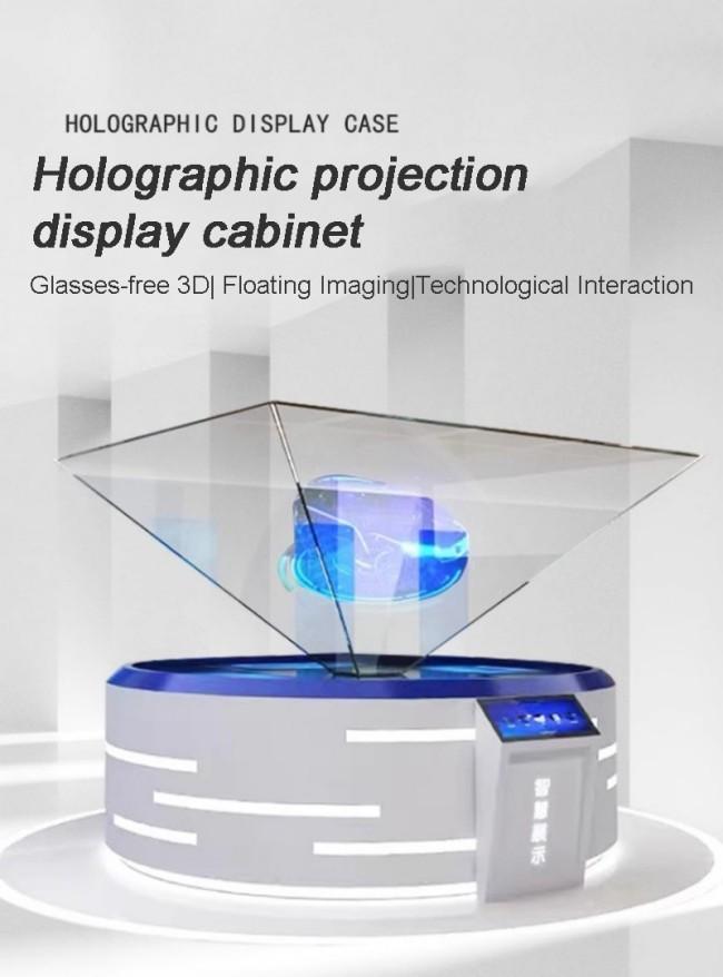 Stereoscopic holographic cabinet displaying 3D projection