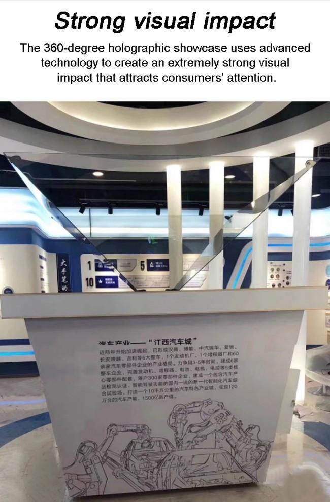 Holographic cabinet showing wide viewing angle demonstration