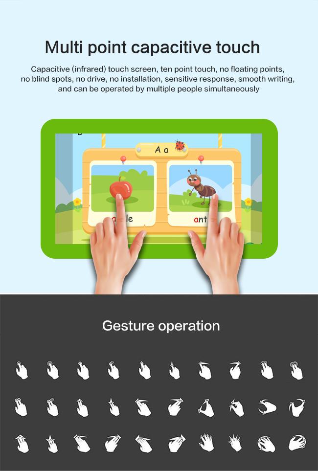 Close-up of child interacting with touch table