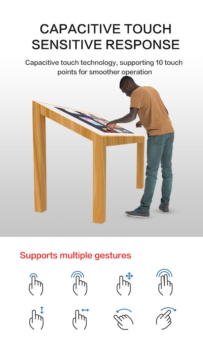 Multifunctional interactive coffee table in use