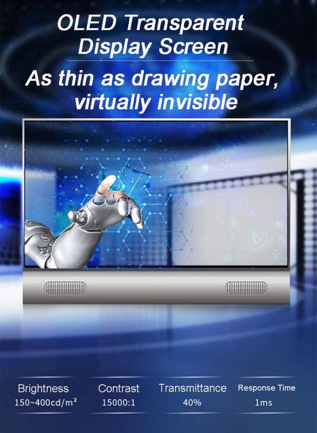 Tileable OLED Transparent Display Panel in commercial setting