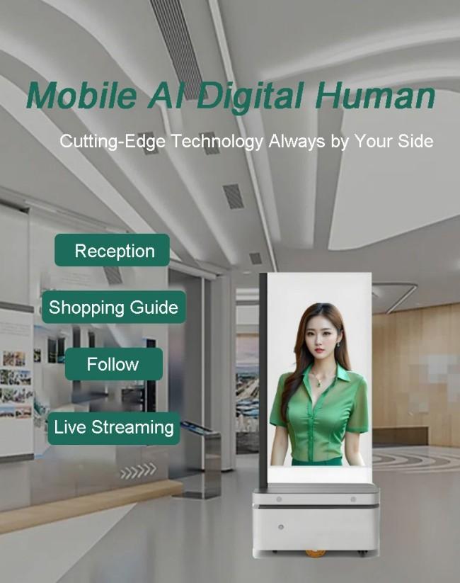 Intelligent OLED Mobile AI Digital Human in commercial setting