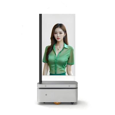 China Ultra Thin 4K Resolution Transparent Oled Screen With Rechargeable Battery Movable Digital Signage for sale