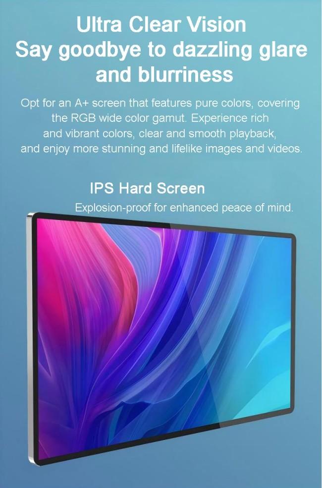 Side angle view of digital signage display